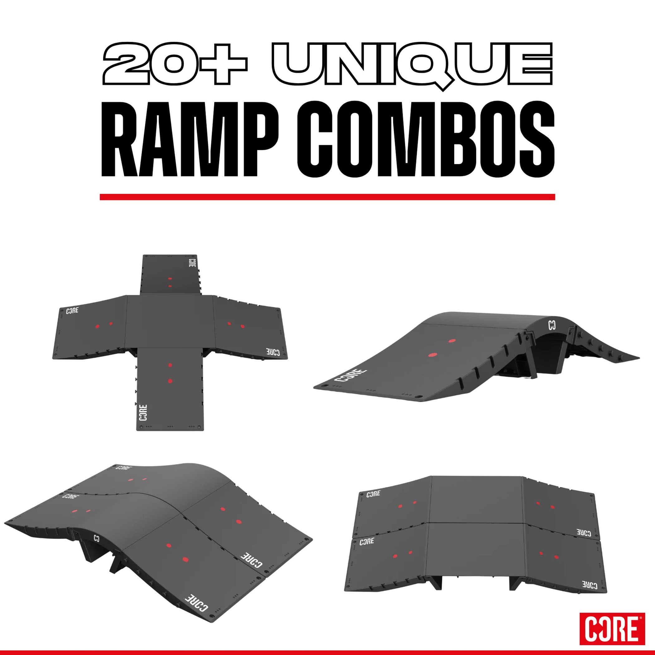 CORE Skate Ramp - Mini Wave Ramp Set (2 Kickers & Bridge) | SkateHut