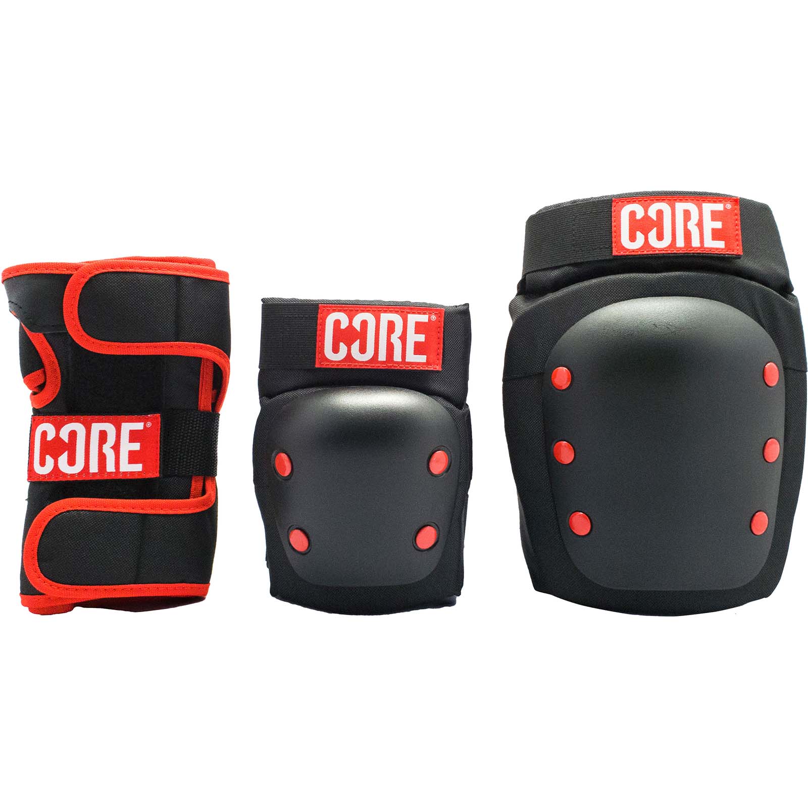 CORE Protection Skate Triple Pad Set - Black | SkateHut