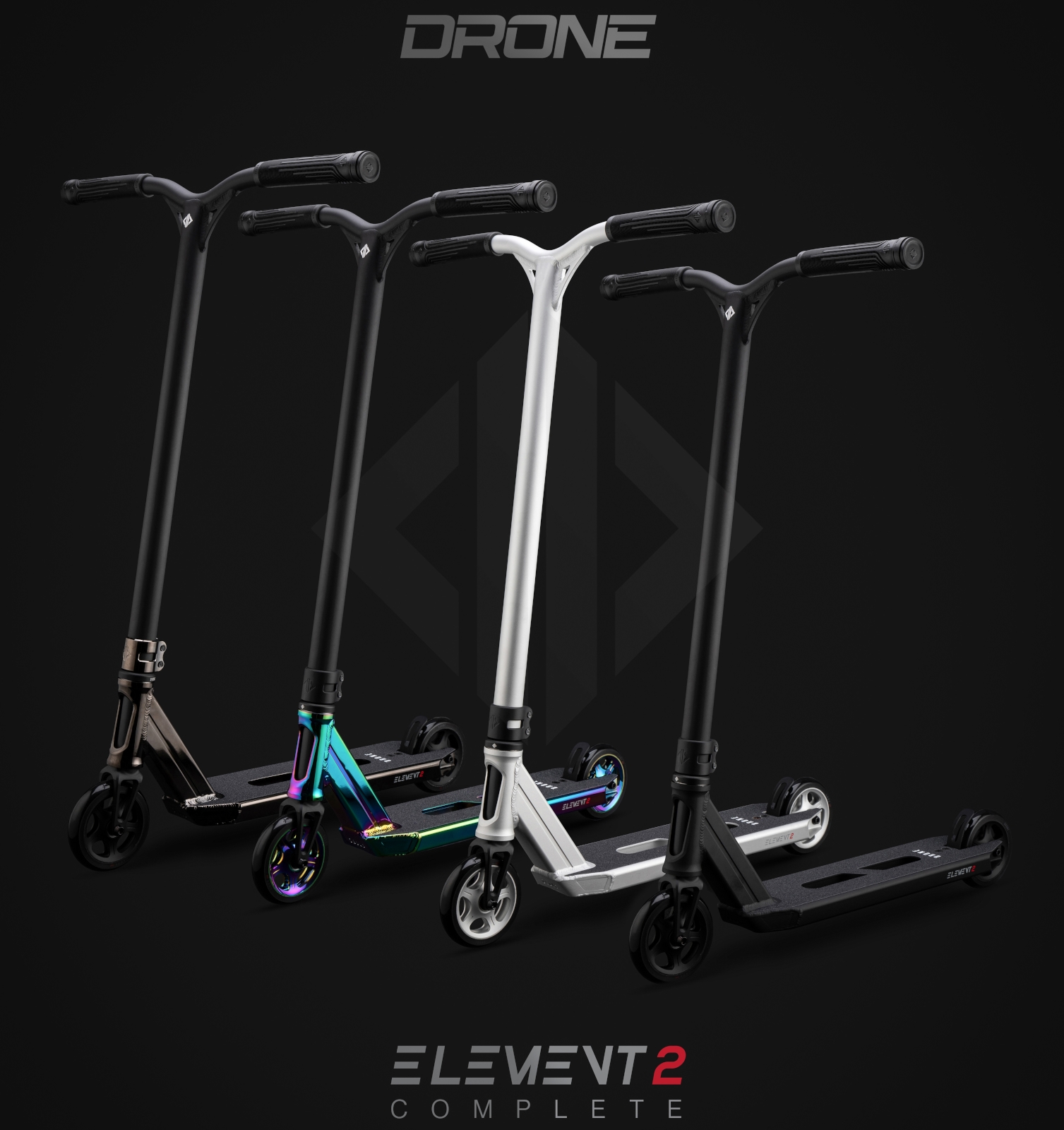 Drone Element 2 Feather-Light Stunt Scooter - Black | SkateHut