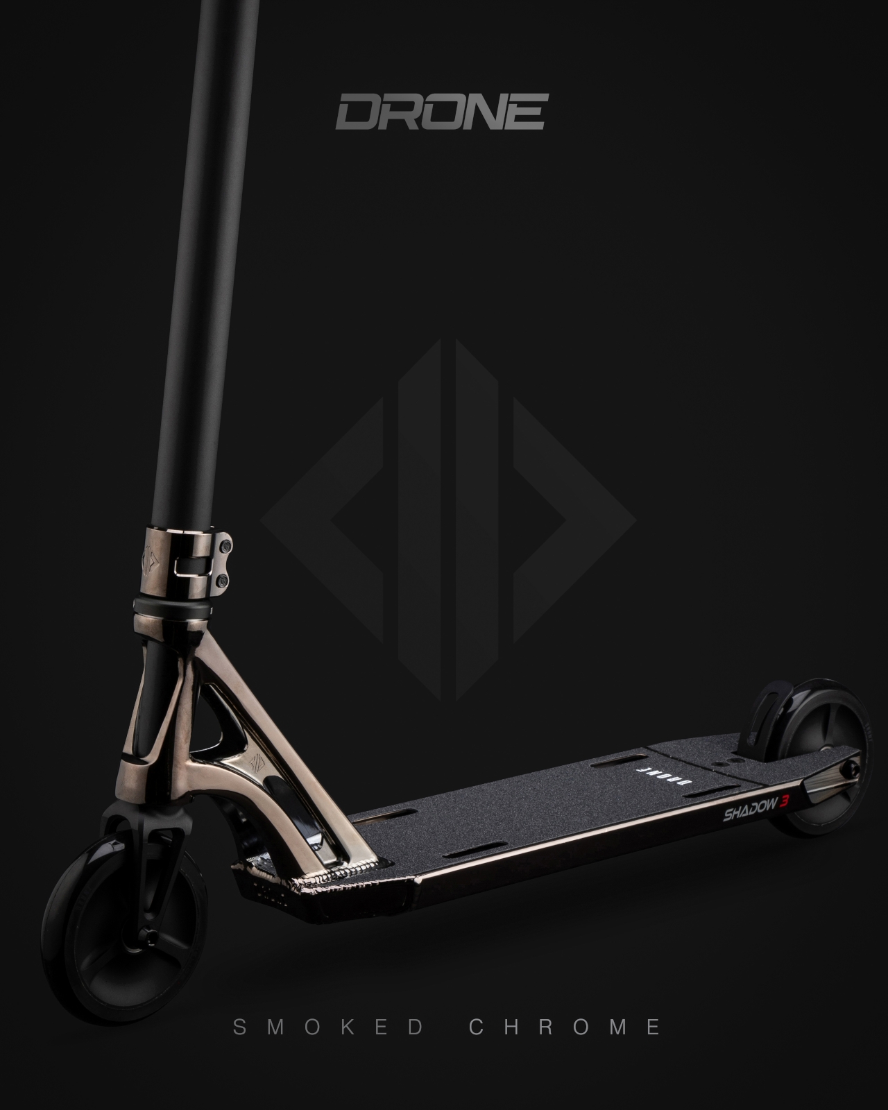 Drone Shadow 3 Feather-Light Stunt Scooter - Smoked Chrome | SkateHut