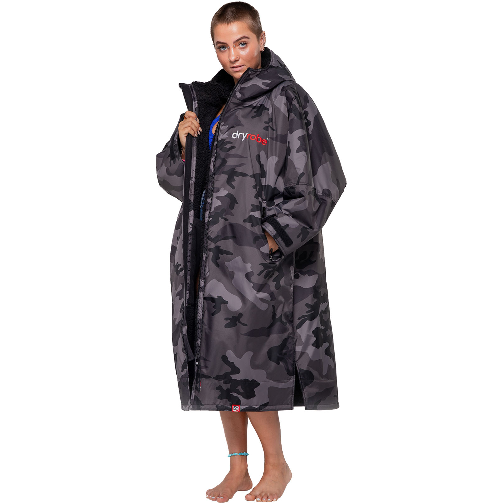 Dryrobe Advance Long Sleeve V3 Changing Robe - Black/Camoflage/Black ...