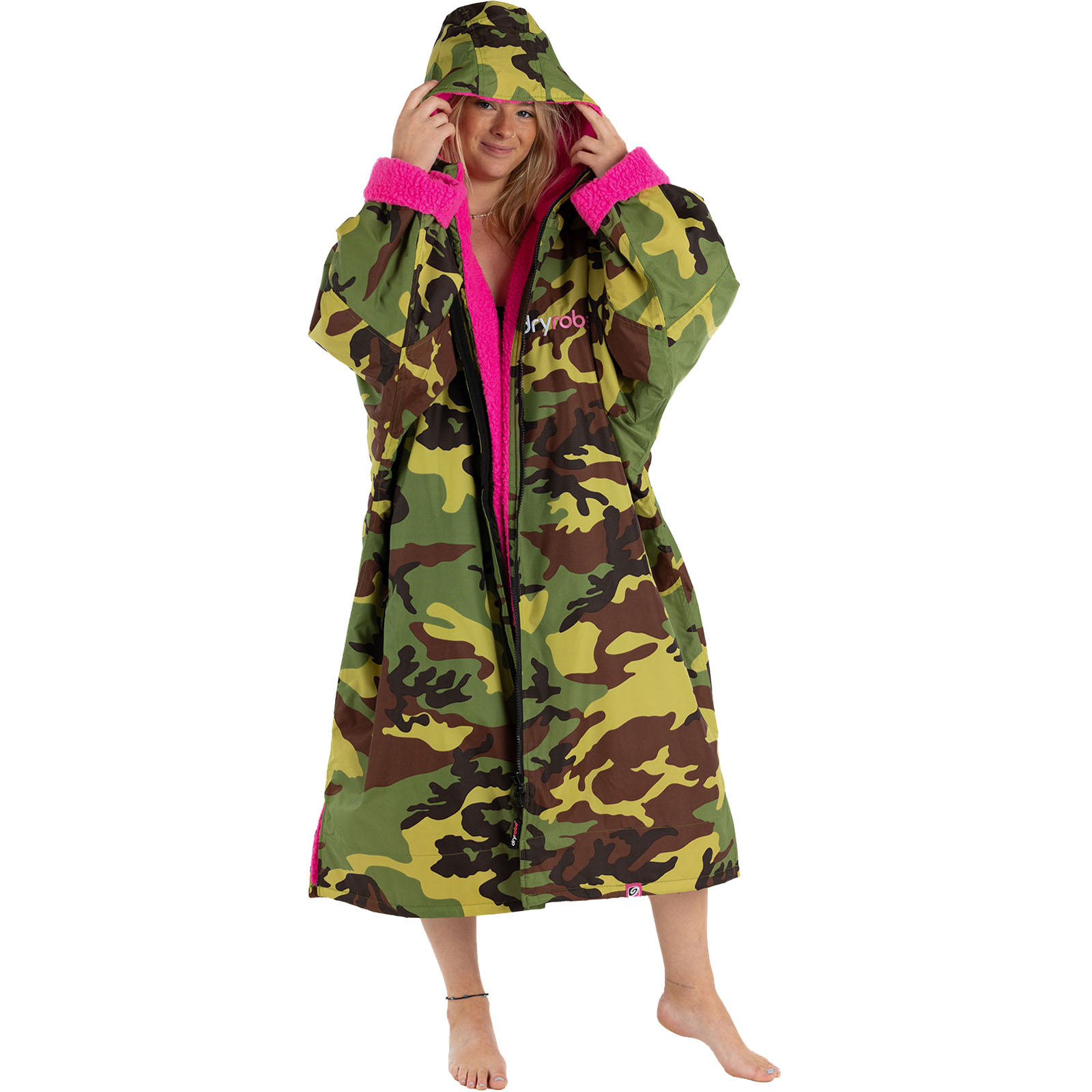 Dryrobe Advance Long Sleeve V3 Changing Robe - Camoflage/Pink | SkateHut