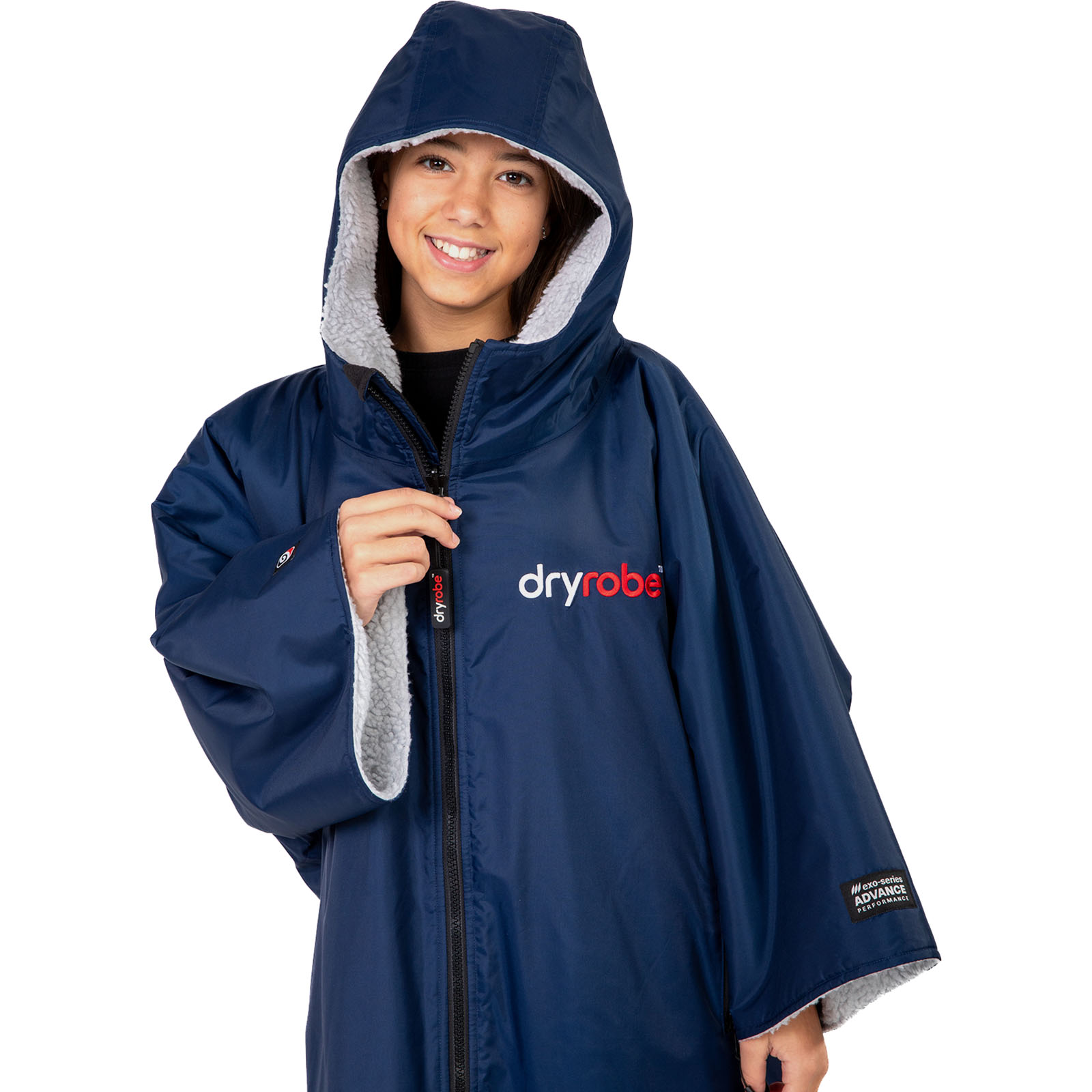 Dryrobe Advance Kids Short Sleeve V3 Changing Robe - Navy Blue/Grey ...