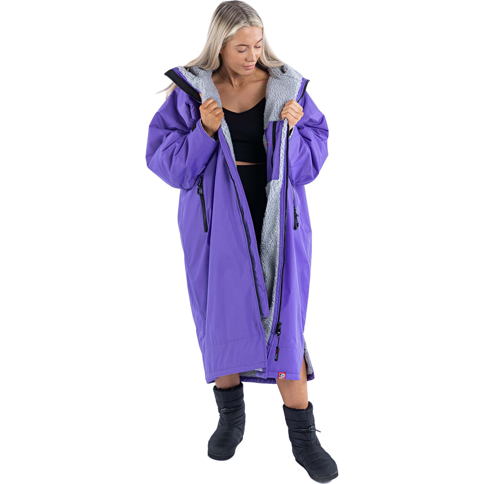 Dryrobe Advance Long Sleeve Changing Robe - Purple/Grey | SkateHut