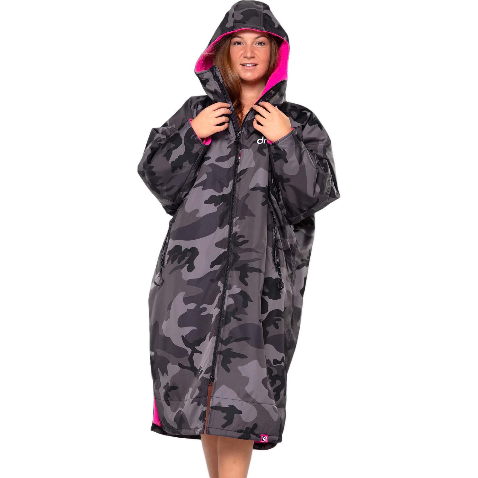 Dryrobe Advance Long Sleeve V3 Changing Robe - Black Camo/Pink | SkateHut