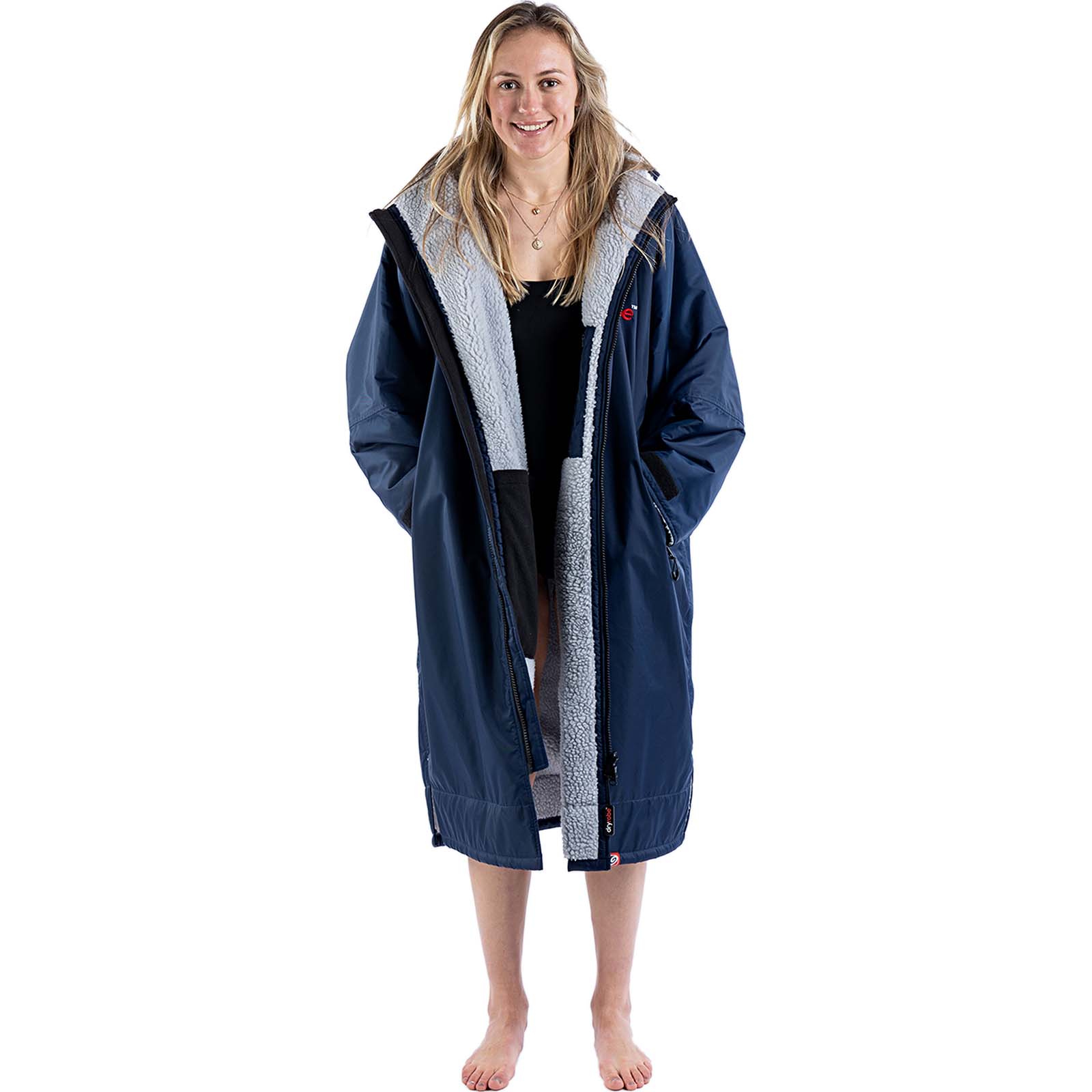 Dryrobe Advance Long Sleeve V3 Changing Robe - Navy Blue/Grey | SkateHut