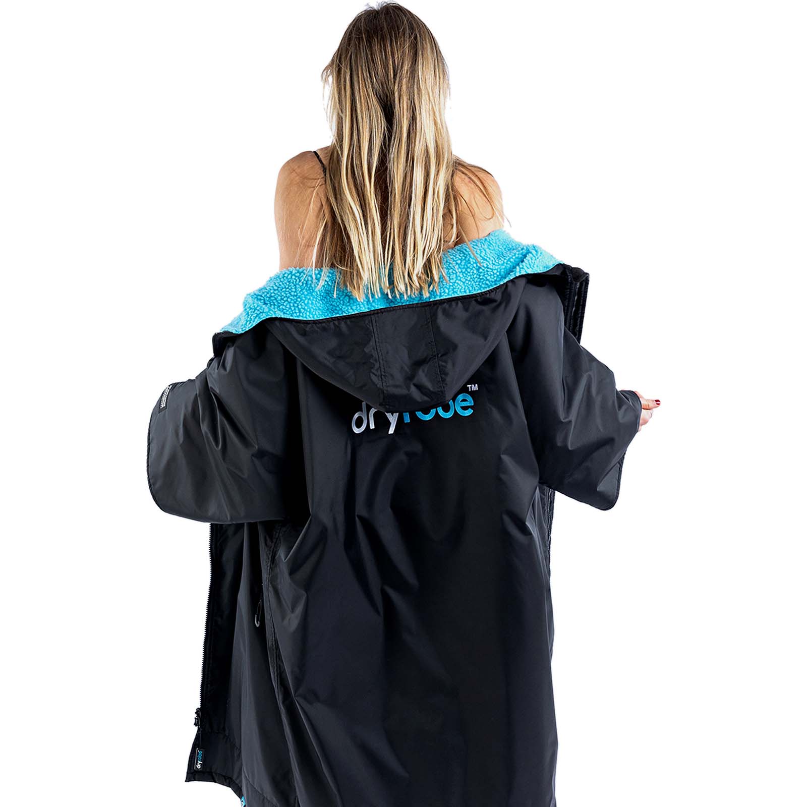 Dryrobe Advance Long Sleeve V3 Changing Robe - Black/Blue | SkateHut