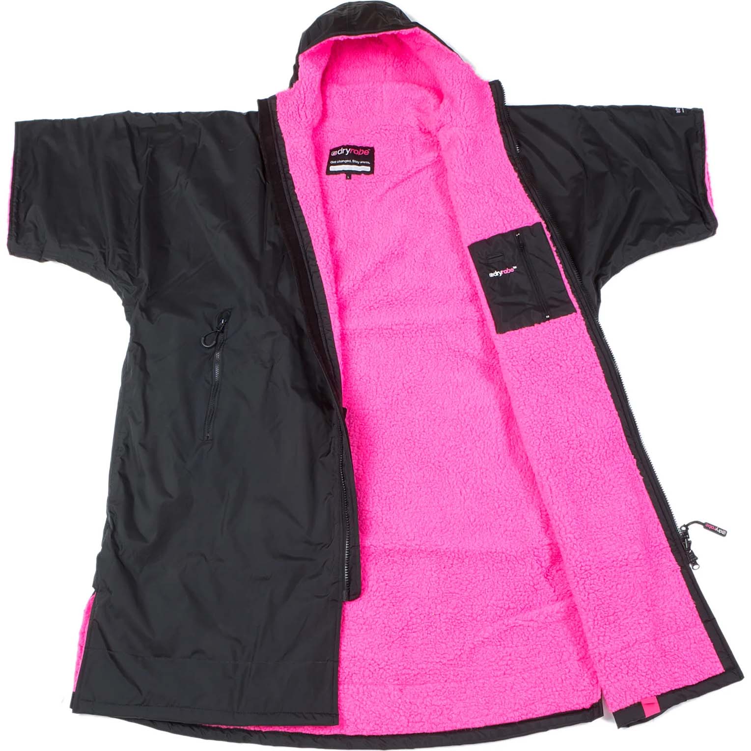 Dryrobe Advance Long Sleeve V3 Changing Robe - Black/Pink | SkateHut