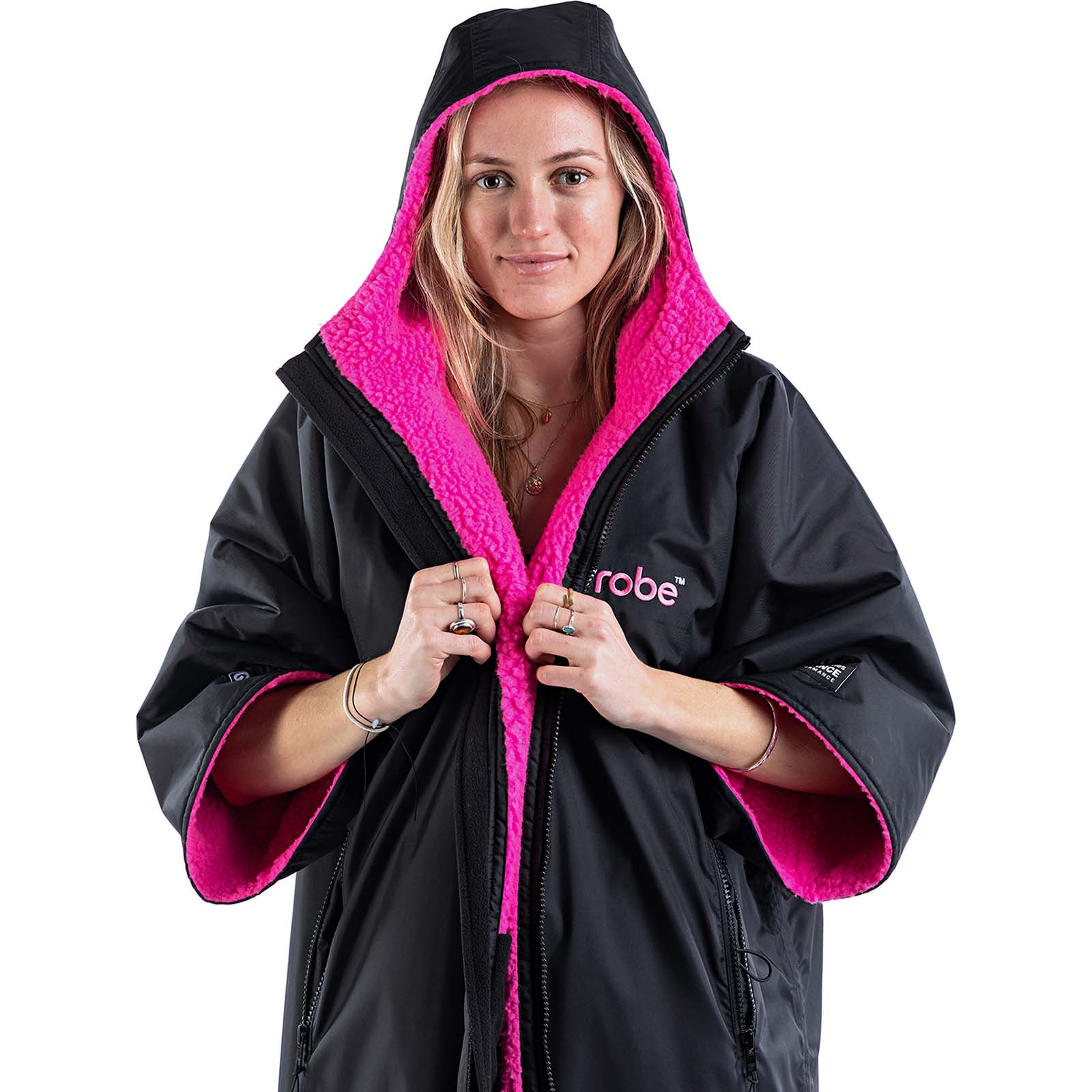 Dryrobe Advance Long Sleeve V3 Changing Robe - Black/Pink | SkateHut