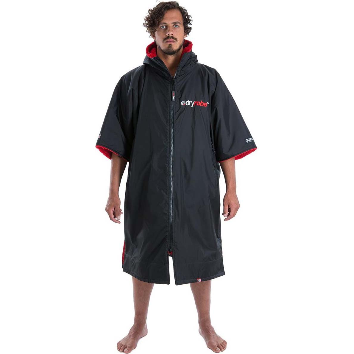 Dryrobe Advance Short Sleeve Changing Robe - Black/Red | SkateHut