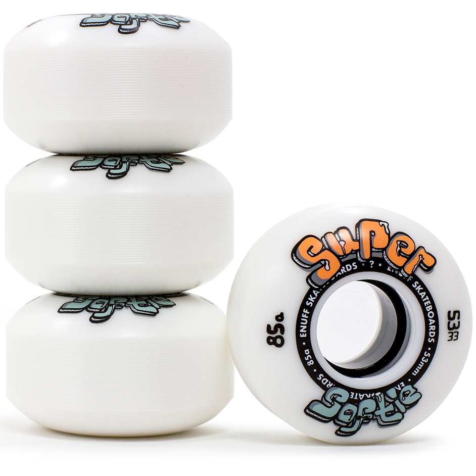 Enuff Super Softies Skateboard Wheels - White 53mm | SkateHut