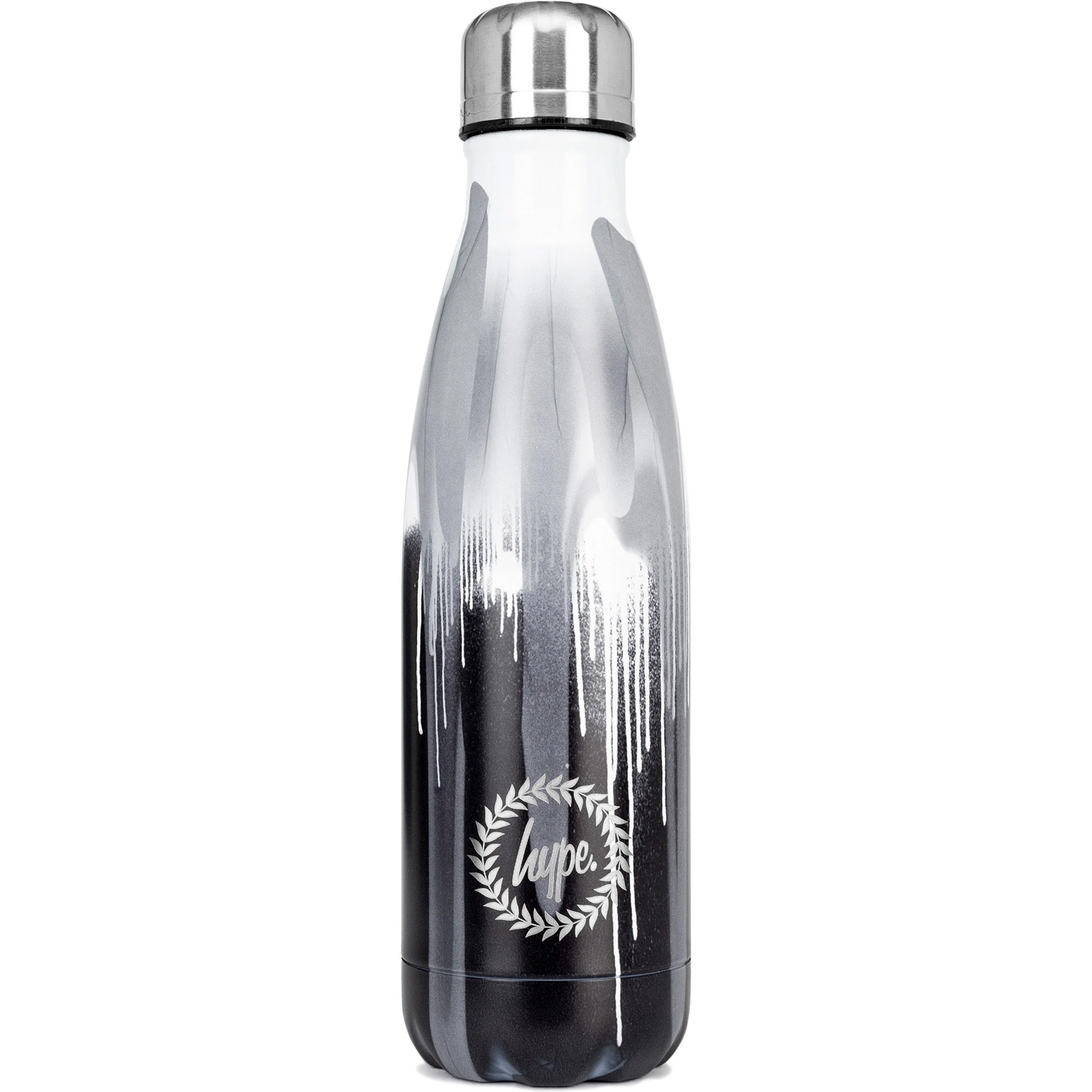 Hype Metal Water Bottle 500ml - Mono Gradient Drips Mini Crest Black ...
