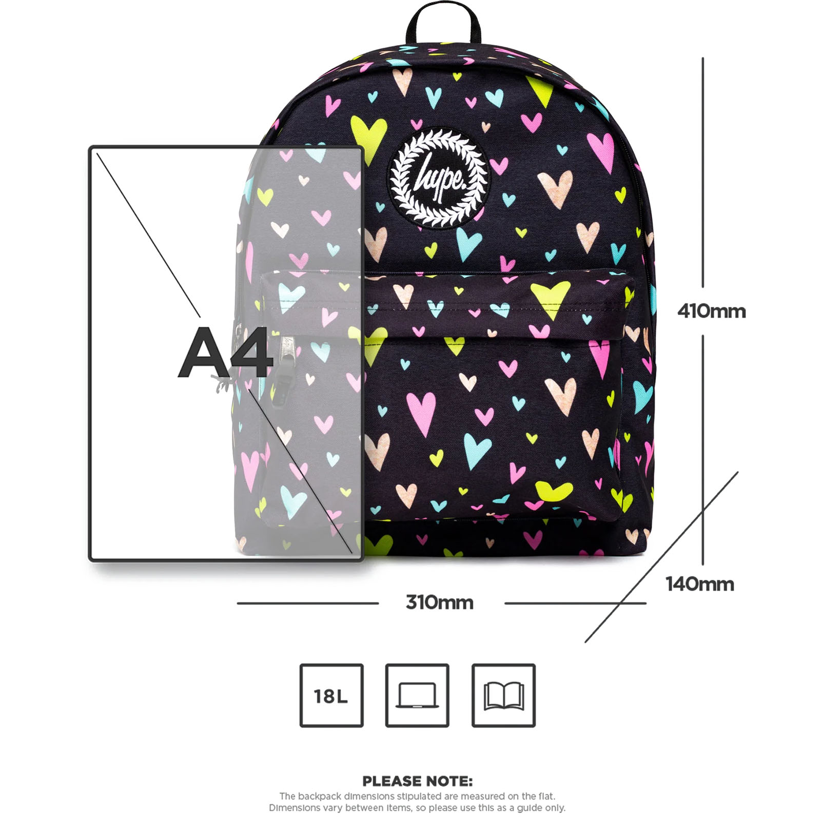 Hype Heart Gold Glitter Overlay Backpack - Black/Multi | SkateHut
