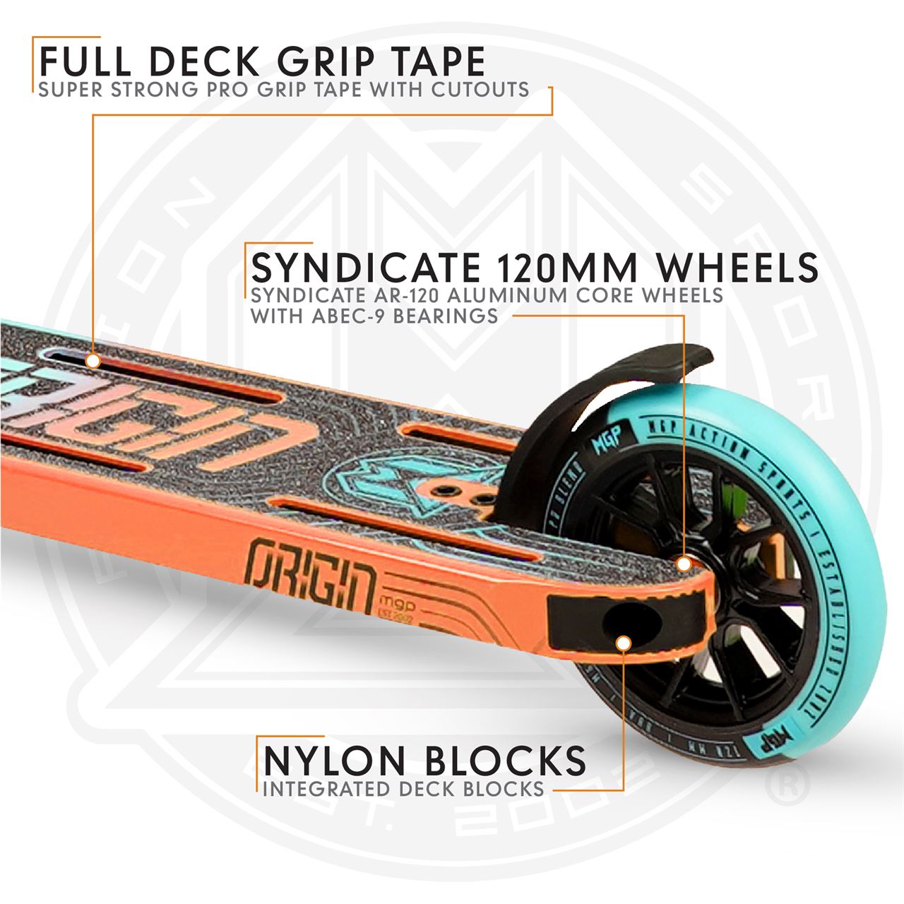 MGP VX Origin II Pro Stunt Scooter - Teal/Orange | SkateHut