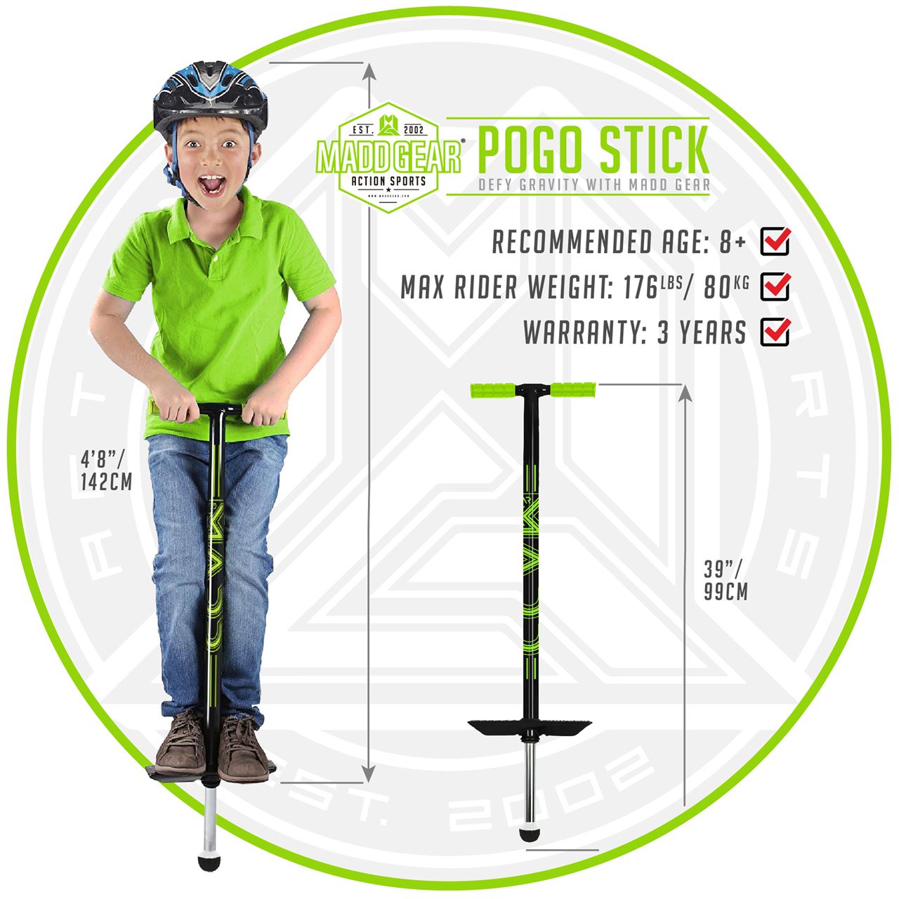 Madd Gear Pogo Stick - Black/Lime | SkateHut