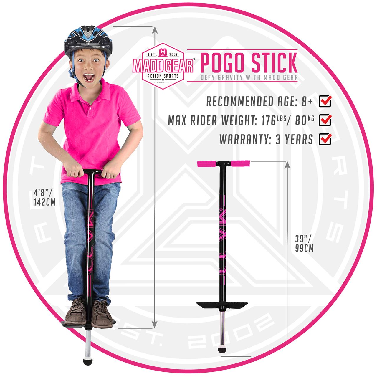 Madd Gear Pogo Stick - Black/Pink | SkateHut