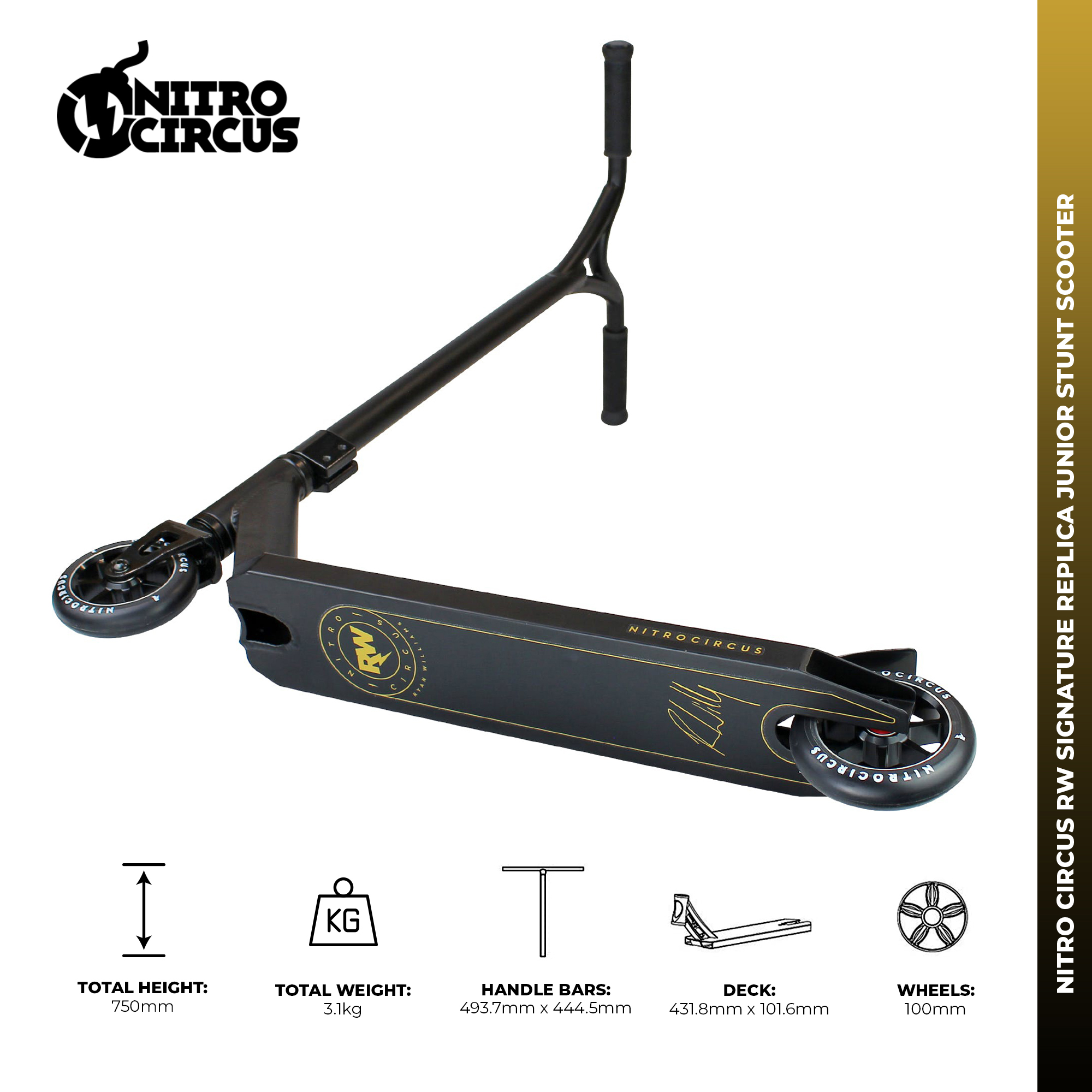 Nitro Circus RW Signature REPLICA Junior Stunt Scooter - Satin Black ...