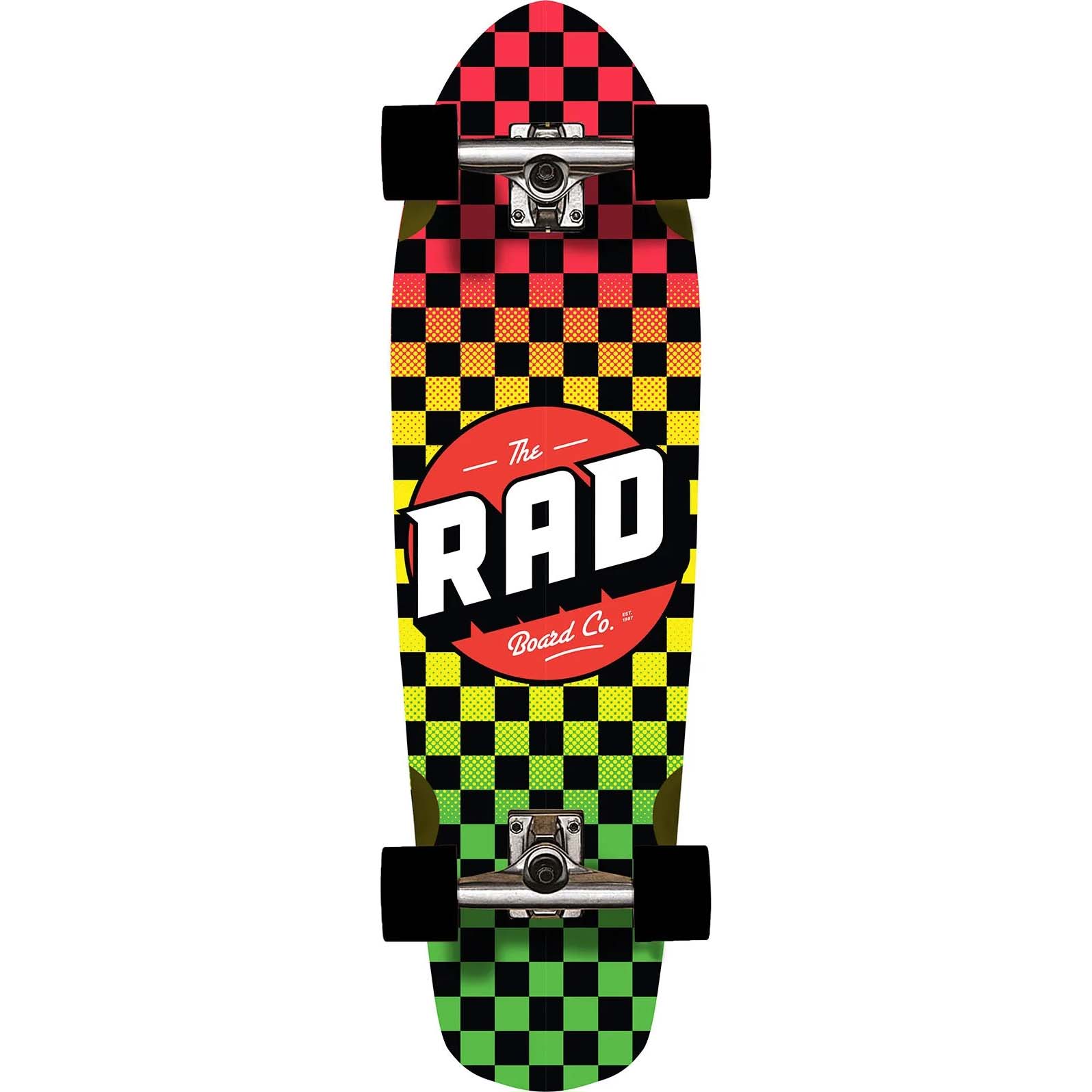 Rad Checkers Cali Cruiser Complete - Rasta Fade 9.125" | SkateHut