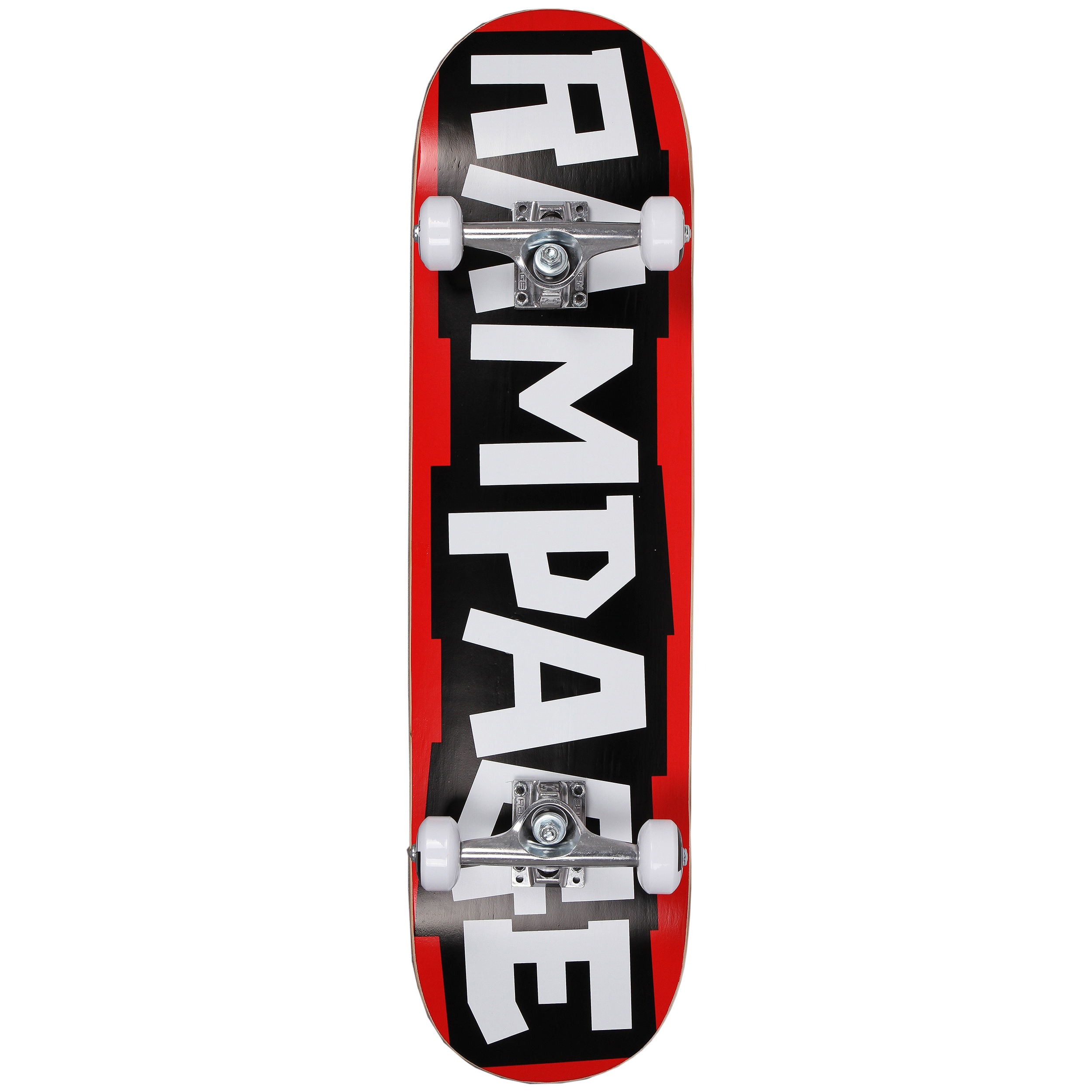 Rampage Block Logo Complete Skateboard - Red/Black 8" | SkateHut