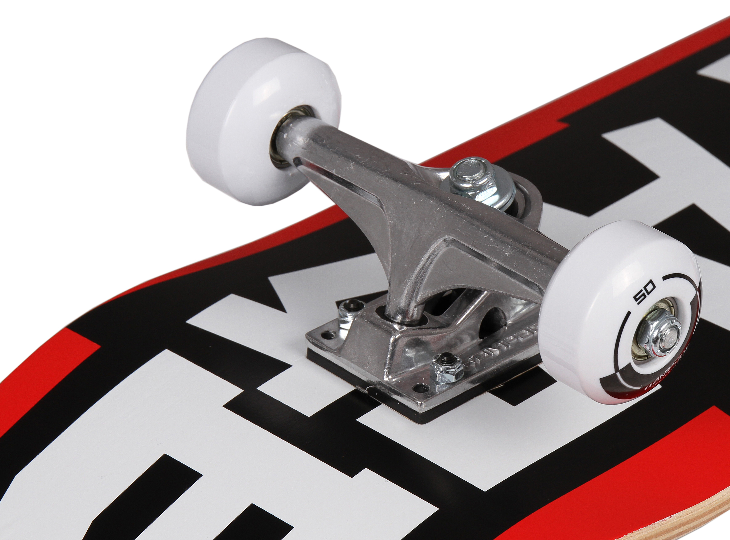 Rampage Block Logo Complete Skateboard - Red/Black 8" | SkateHut