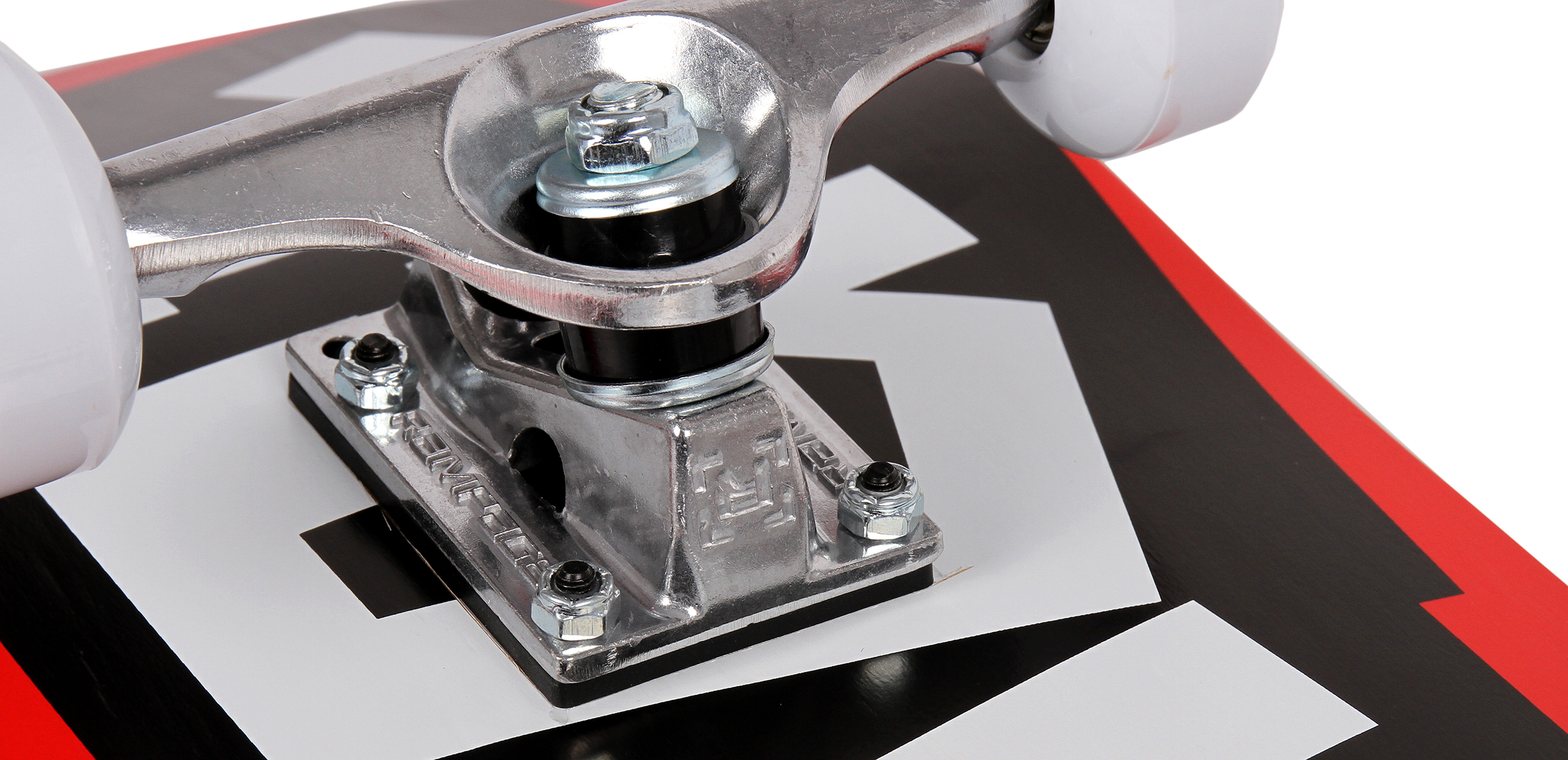 Rampage Block Logo Complete Skateboard - Red/Black 8" | SkateHut