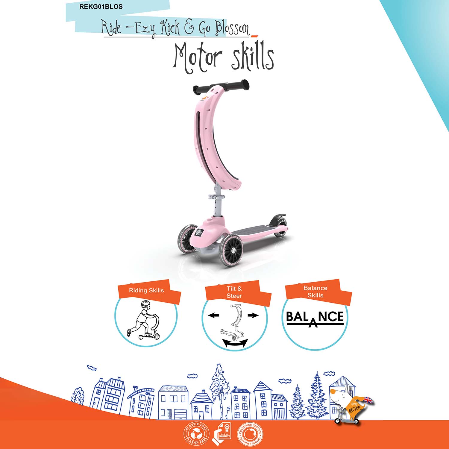 Ride-Ezy Kick & Go Kids Scooter - Blossom | SkateHut