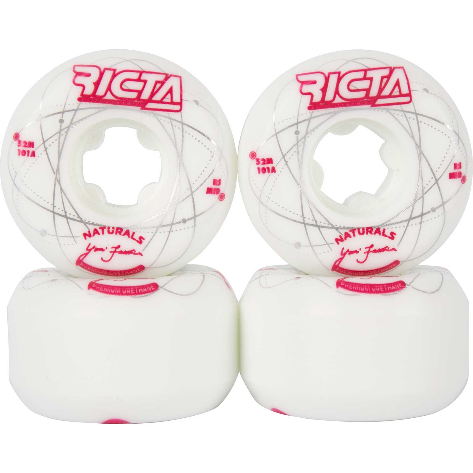 Ricta Faccini Orbital Naturals Skateboard Wheels 52mm - White/Metallic Red | SkateHut