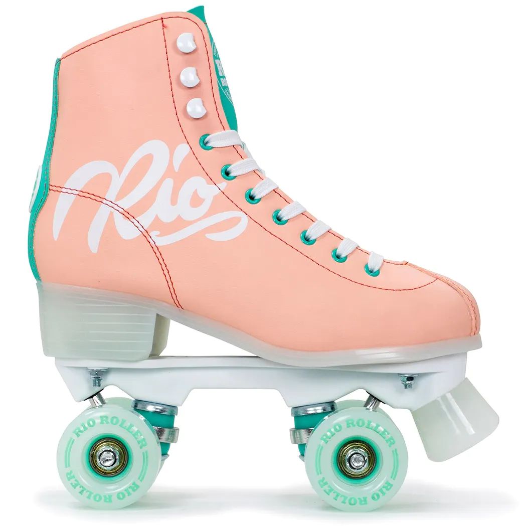 Rio Roller Script Quad Roller Skates - Peach/Green | SkateHut