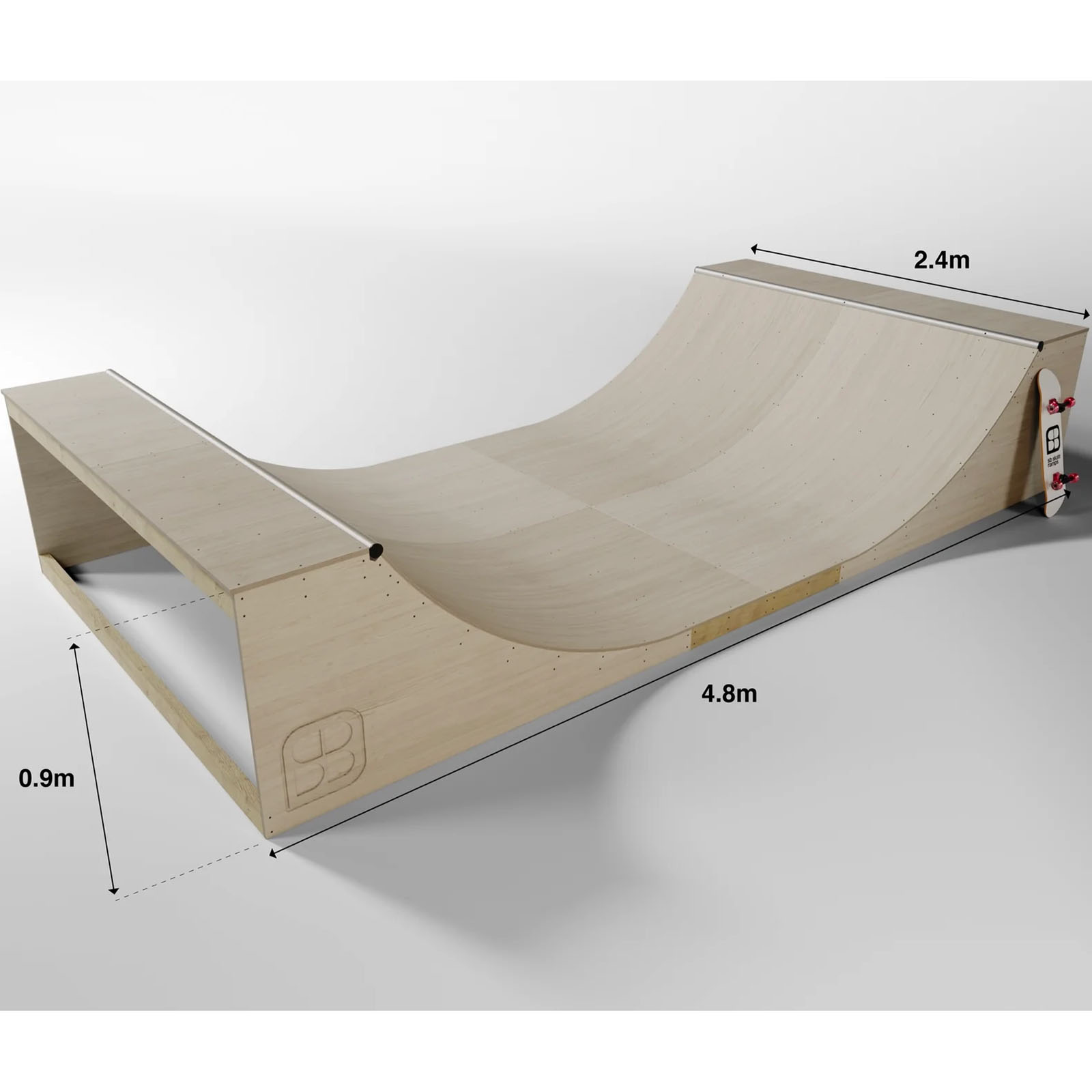 SB Skate Ramps Mini Half Pipe Ramp - 3' x 8' | SkateHut