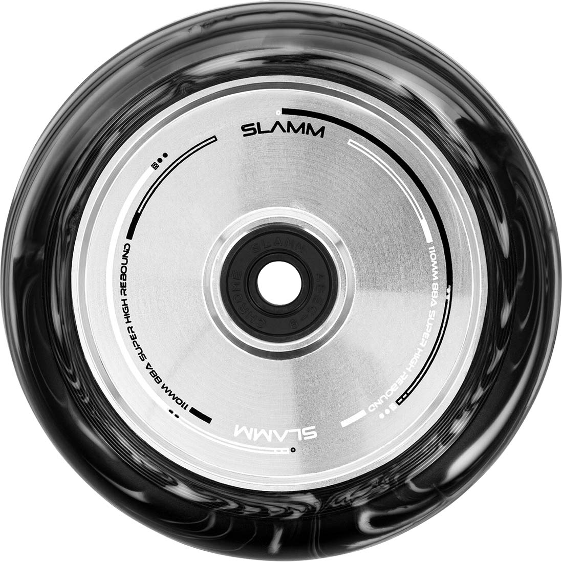 Slamm Swirl Hollow Core 110mm Scooter Wheel - Black/White | SkateHut