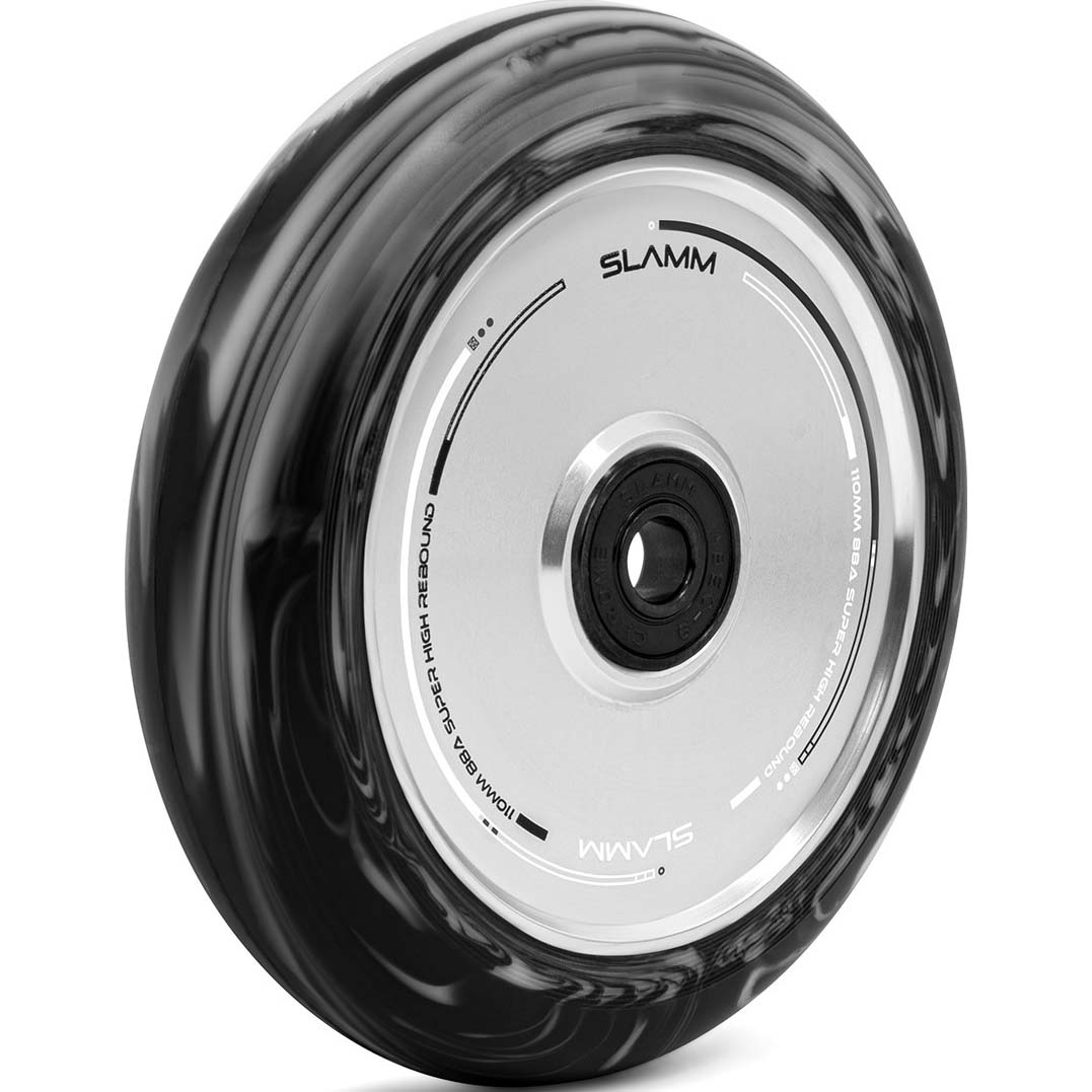 Slamm Swirl Hollow Core 110mm Scooter Wheel - Black/White | SkateHut