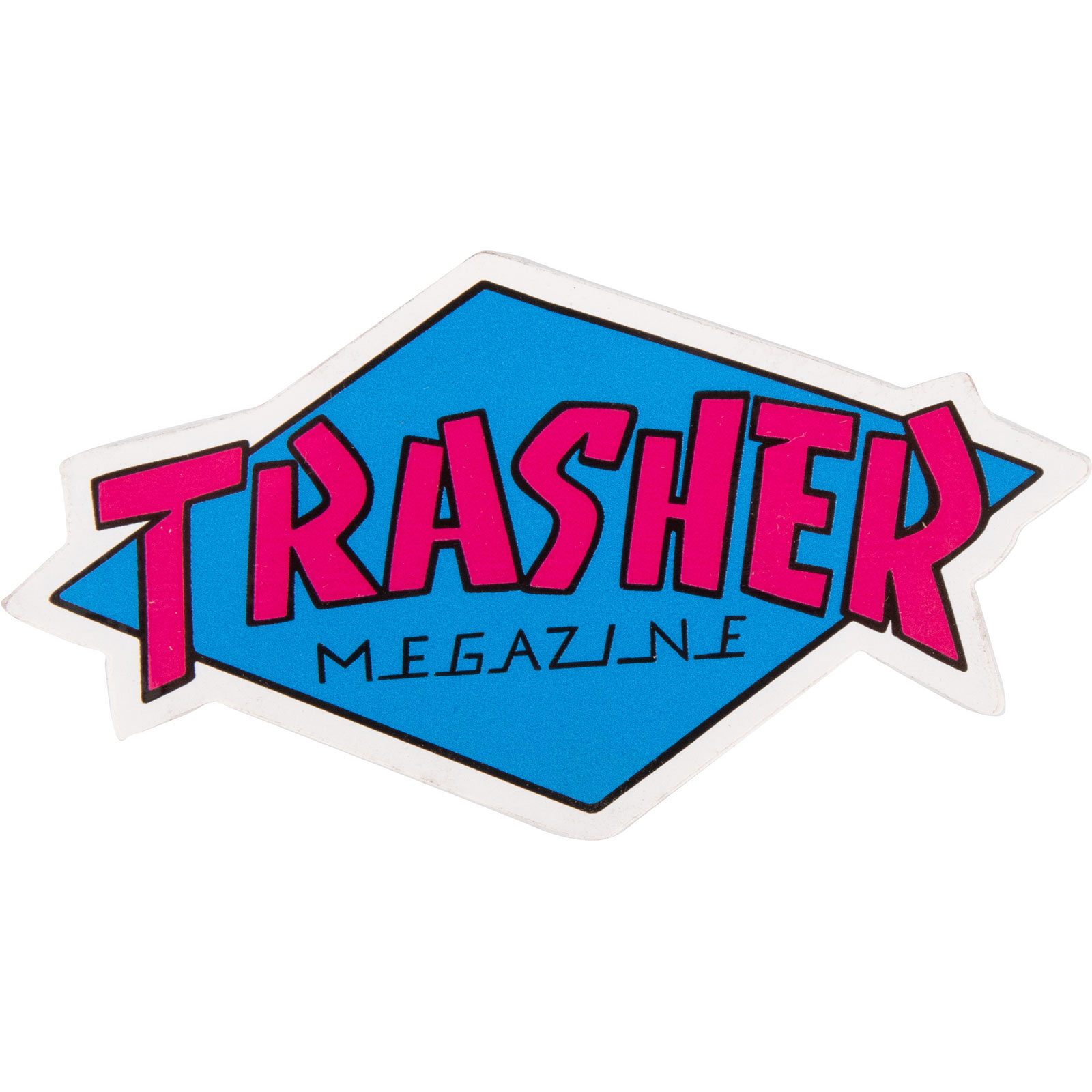 Thrasher Trasher Skateboard Sticker - Blue/Pink | SkateHut