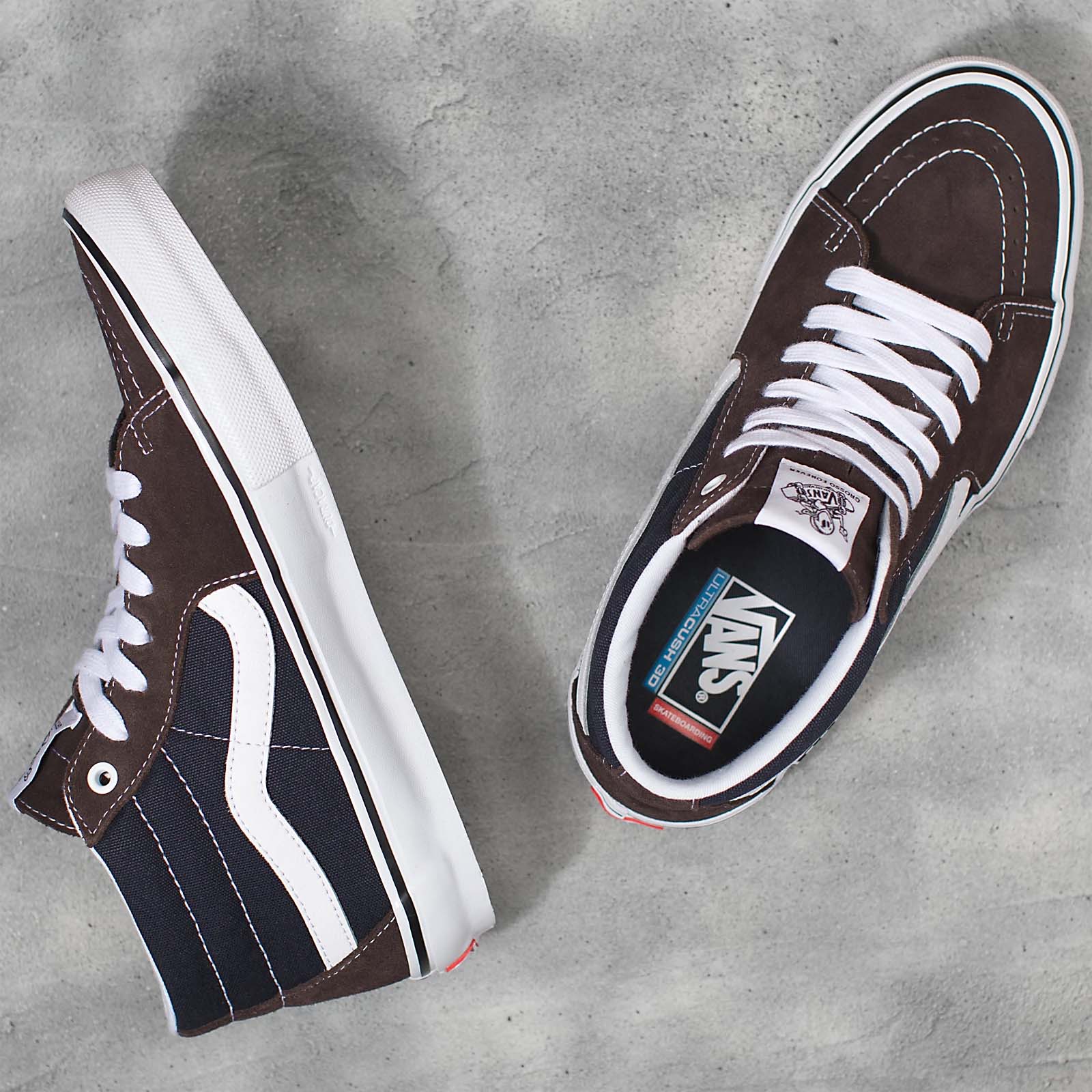 Vans Grosso Mid Skate Shoes - Dark Brown/Navy | SkateHut