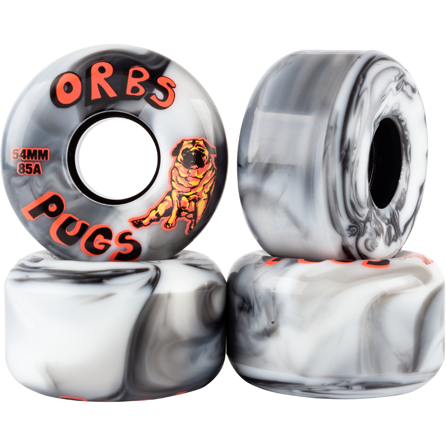 Welcome Orbs Pugs Skateboard Wheels - Black/White Split 54mm | SkateHut