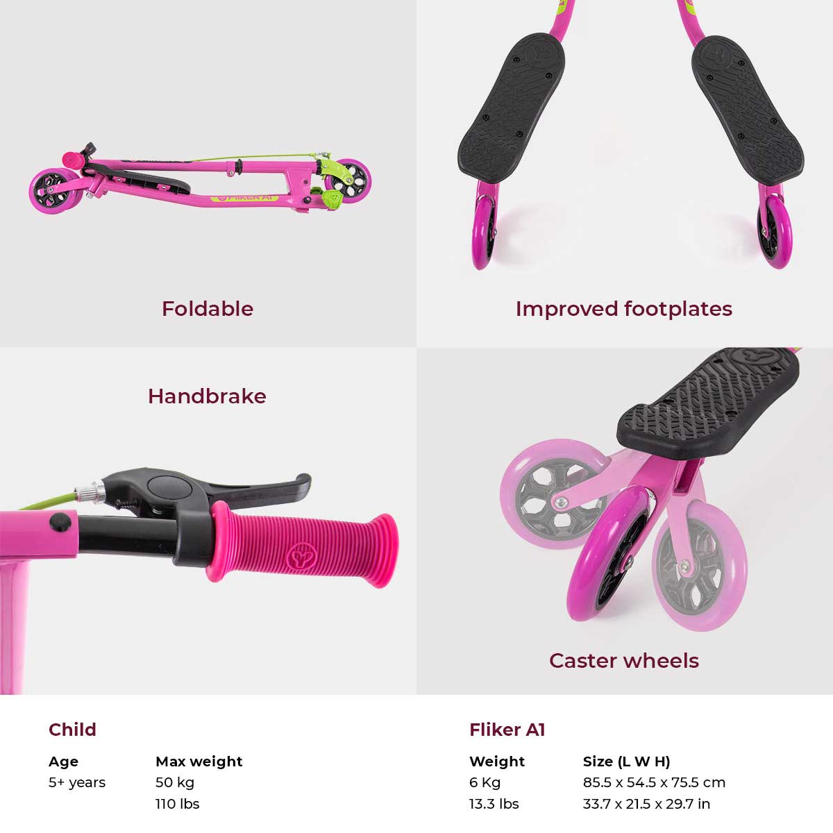 Y-Volution Y-Fliker Air A1 Fliker Scooter - Pink/Green | SkateHut