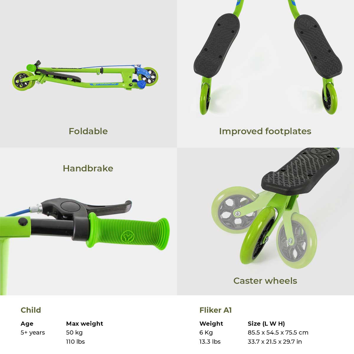 Y-Volution Y-Fliker Air A1 Fliker Scooter - Refresh Green | SkateHut