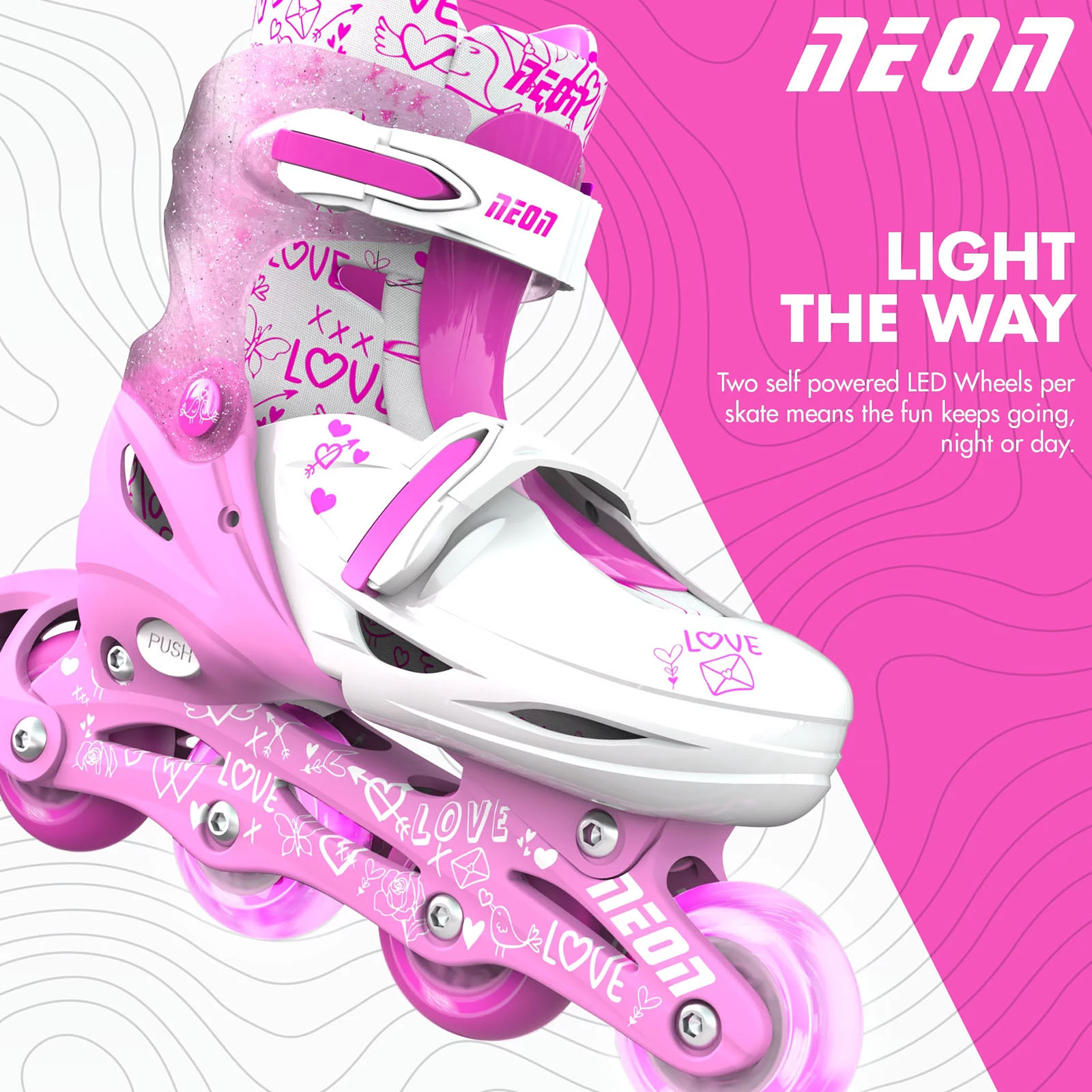 Yvolution Neon Combo 2-In-1 Adjustable Roller Skates - Pink (UK 2 - UK ...