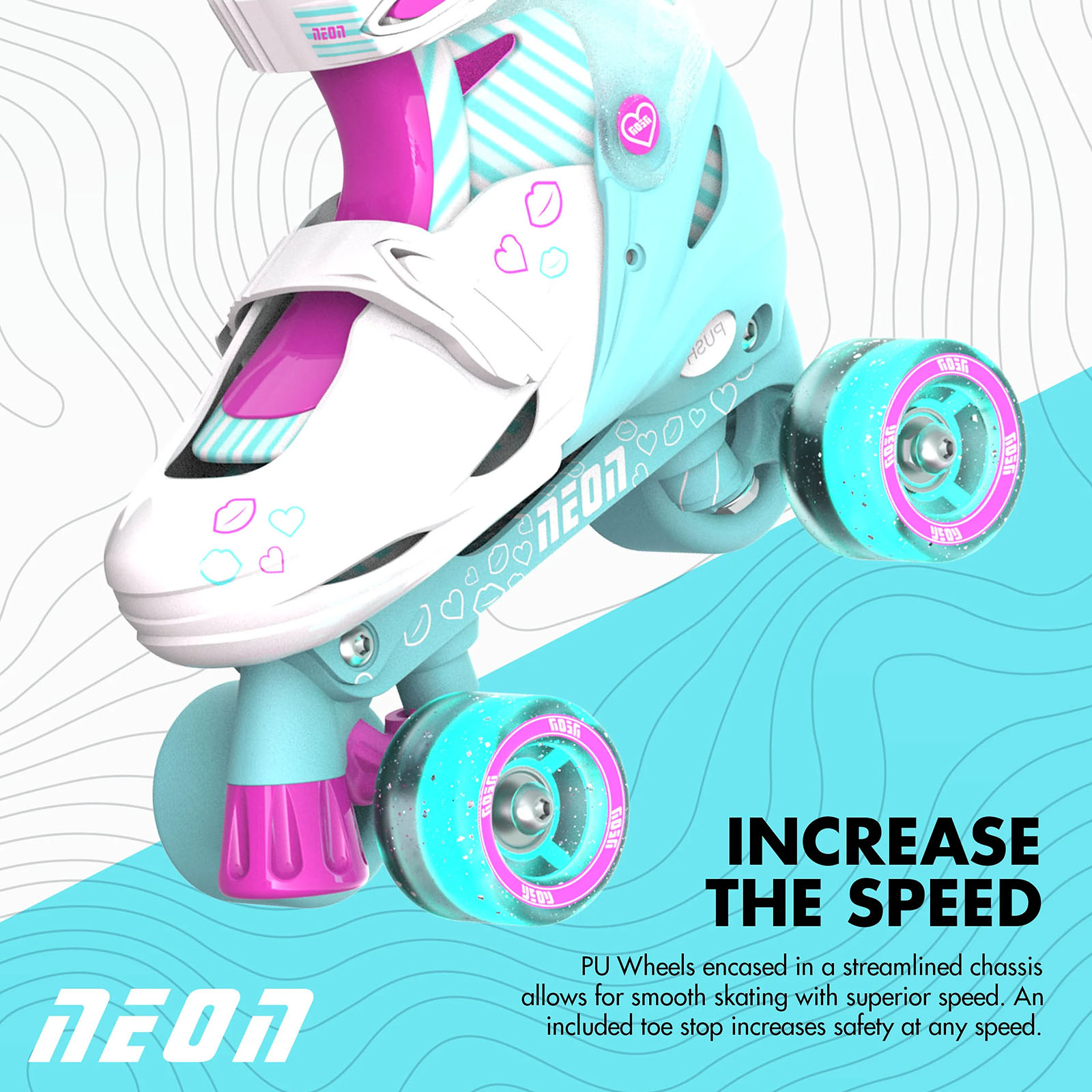 Yvolution Neon Combo 2-In-1 Adjustable Roller Skates - Teal/Pink | SkateHut