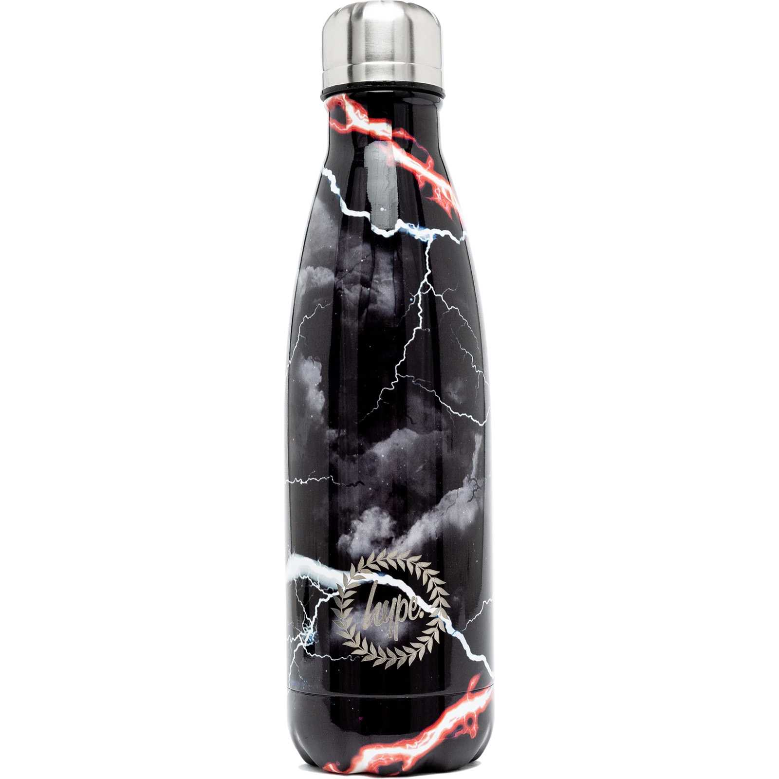 Hype Metal Water Bottle 500ml - Smokey Storm Outline Crest Black | SkateHut