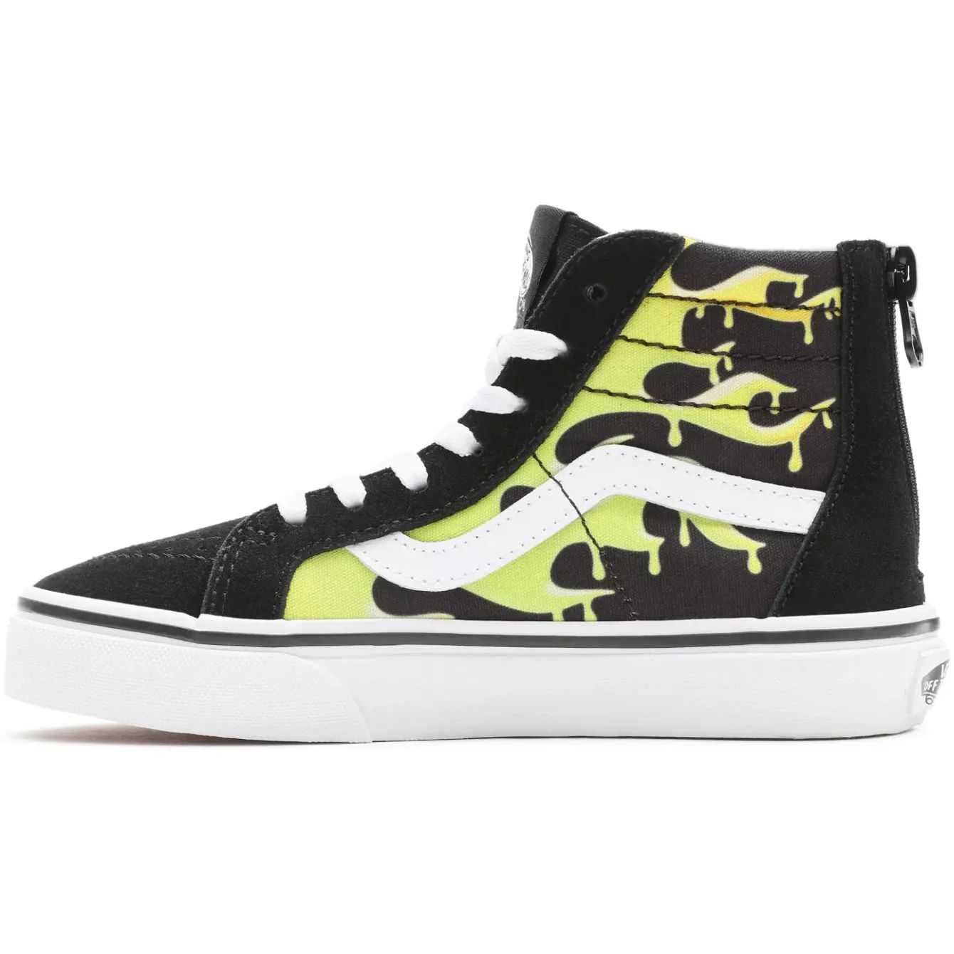 Vans Sk8-Hi Zip (Slime Flame) High Top Kids Skate Shoes - Black/True ...