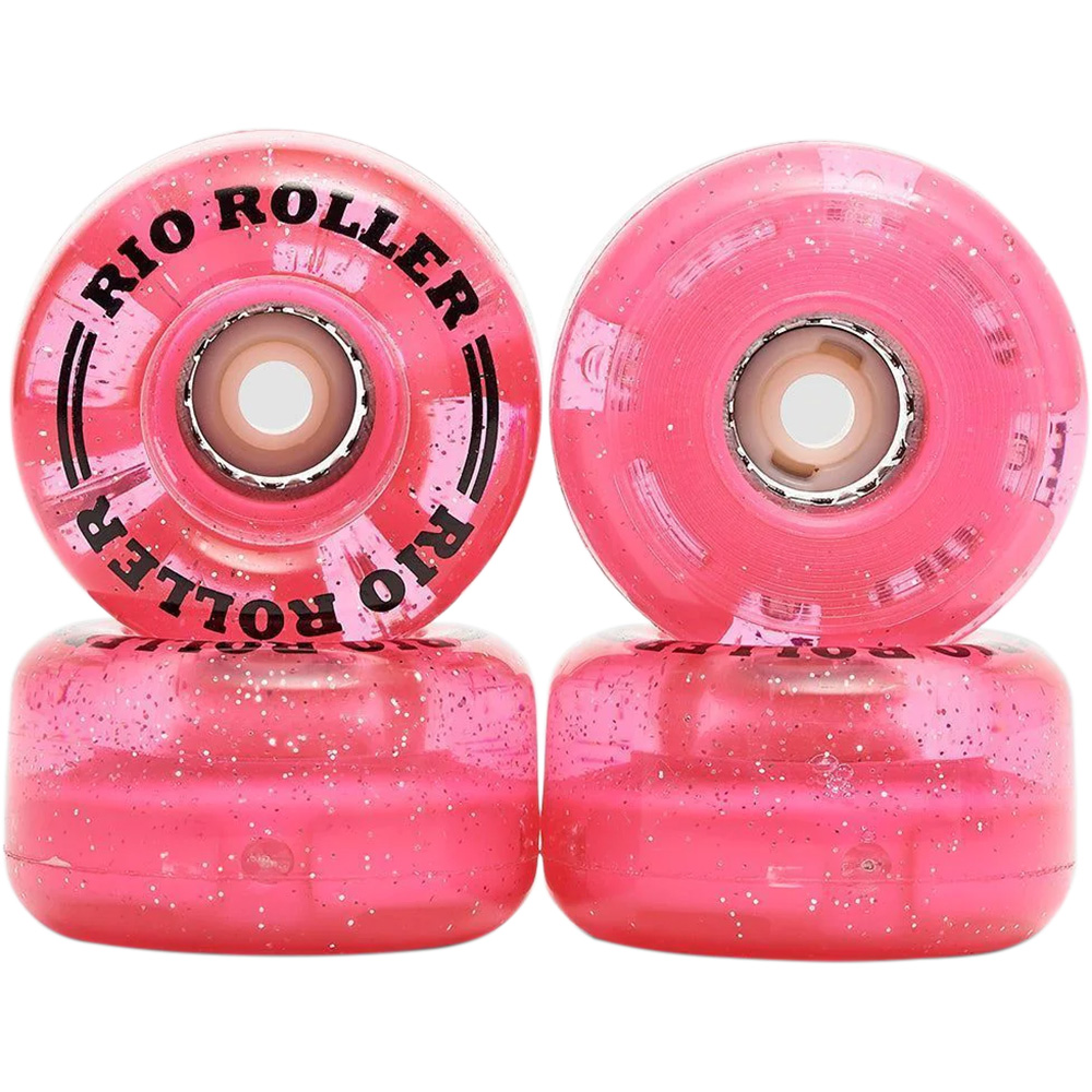 Rio Roller Light Up Quad Roller Skate Wheels 58mm - Pink Glitter | SkateHut